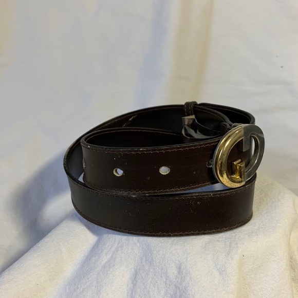 Gucci | Accessories | Gucci Gg Double Logo Brown Leather Belt Small ...